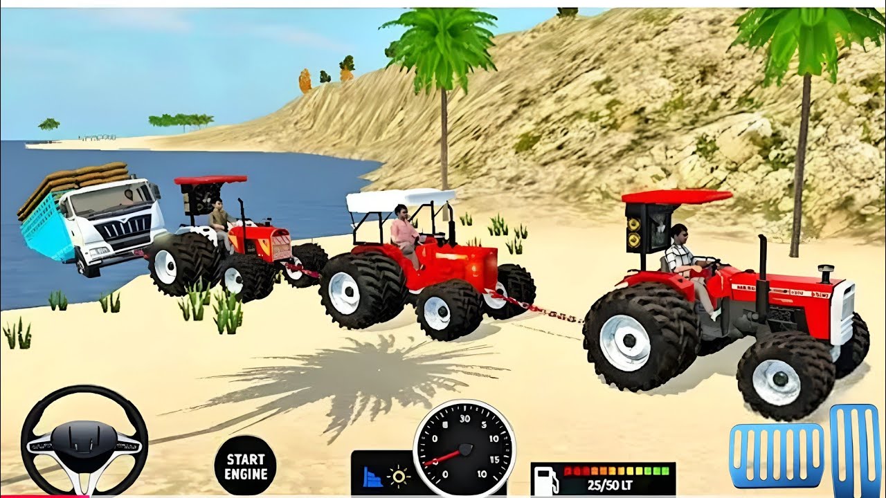 🤷🎮🚜Pull heavy Bori loaded truck from sea by tractors 🚜, Eicher ...