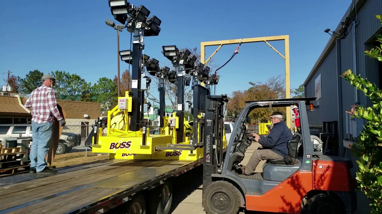 30 Foot Skid Mounted LED Light Tower - Forklift Operation & Loading ...