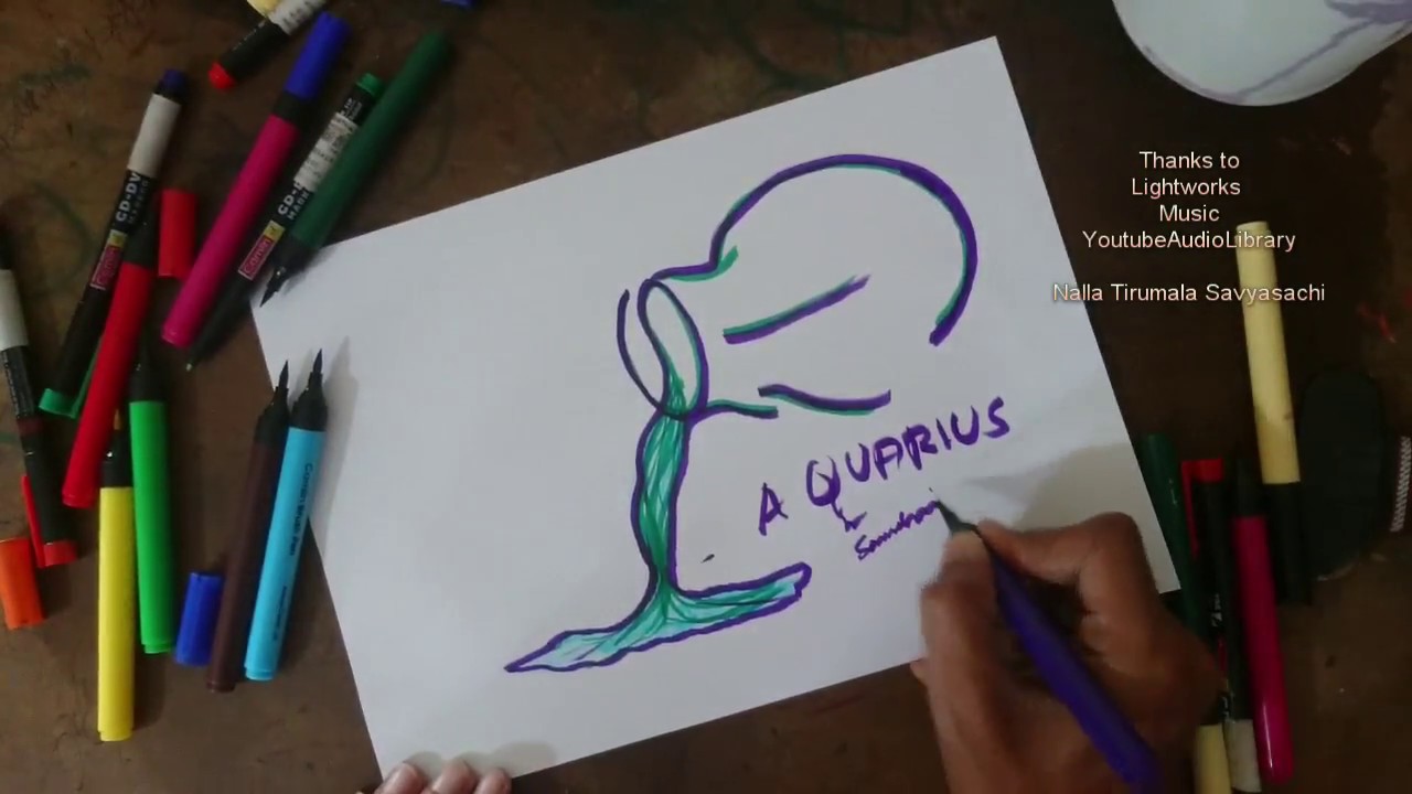 How To Draw Horoscope Aquarius sign - YouTube