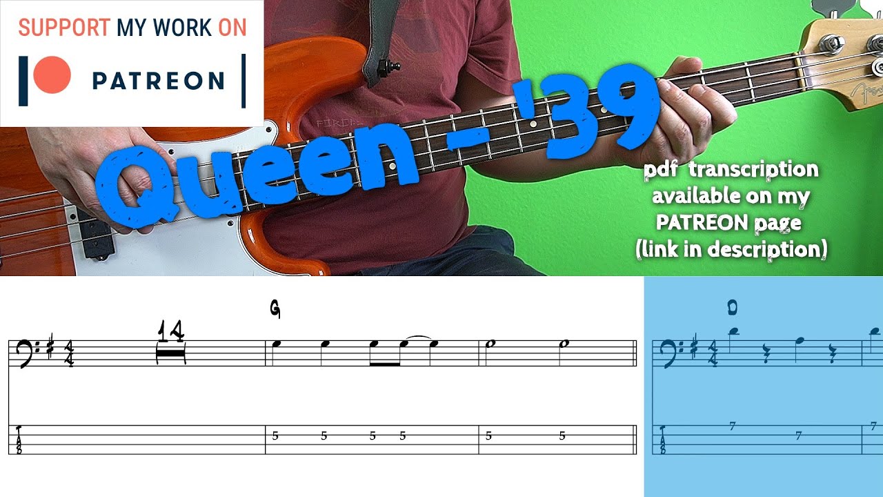 Queen - '39 (Bass cover with tabs) - YouTube