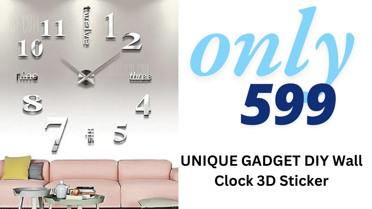 UNIQUE GADGET DIY Wall Clock 3D Sticker Home Office Decor 3D Wall Clock ...
