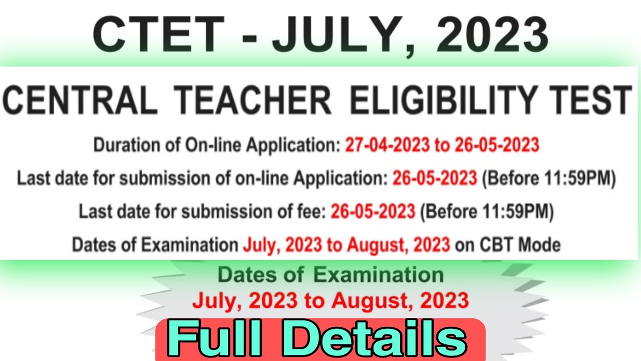 Ctet Notification 2023 Latest News - YouTube