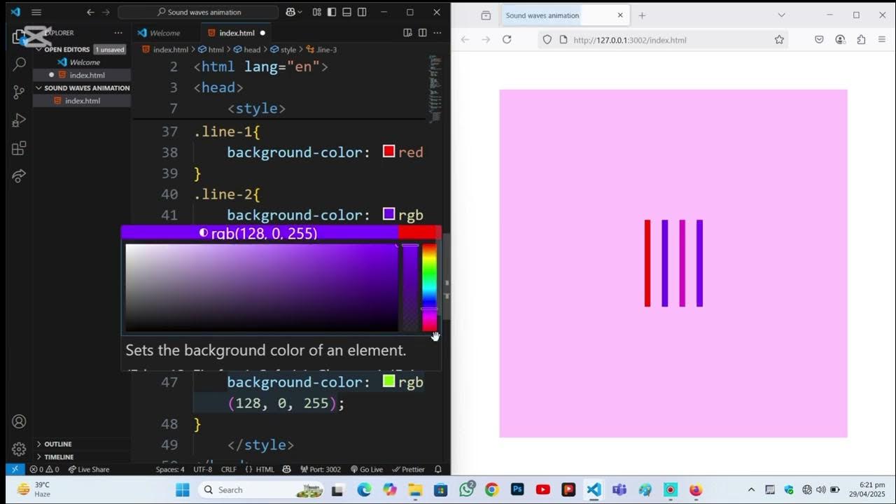 Sound Waves Animation Using HTML and CSS, Beautiful Audio Waves #CSS Animation#Web Development# ...