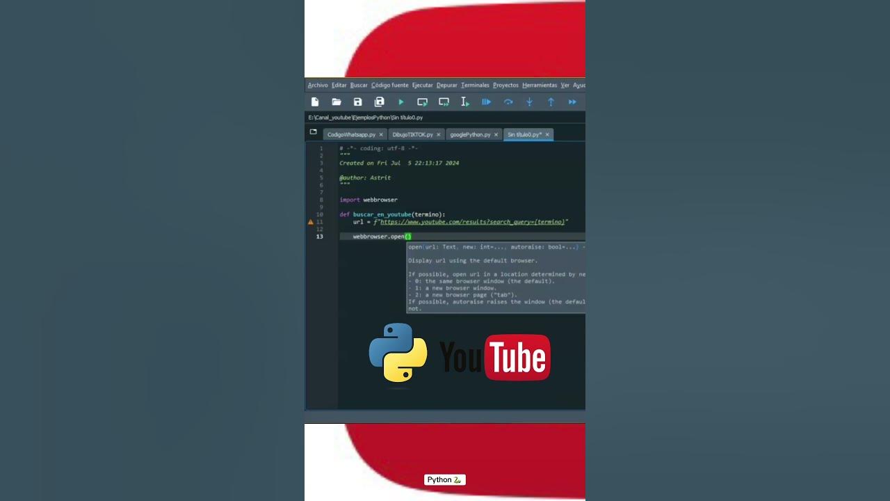🌎a conectar 💪🏻Python con Youtube #tecnologia #python #developer #analisisdedatos #shorts - YouTube