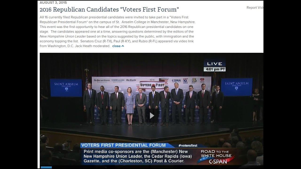 2016 Republican Candidates "Voters First Forum" - YouTube