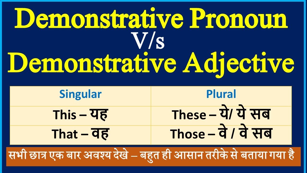 Demonstrative Pronoun vs Demonstrative Adjective - This that these ...