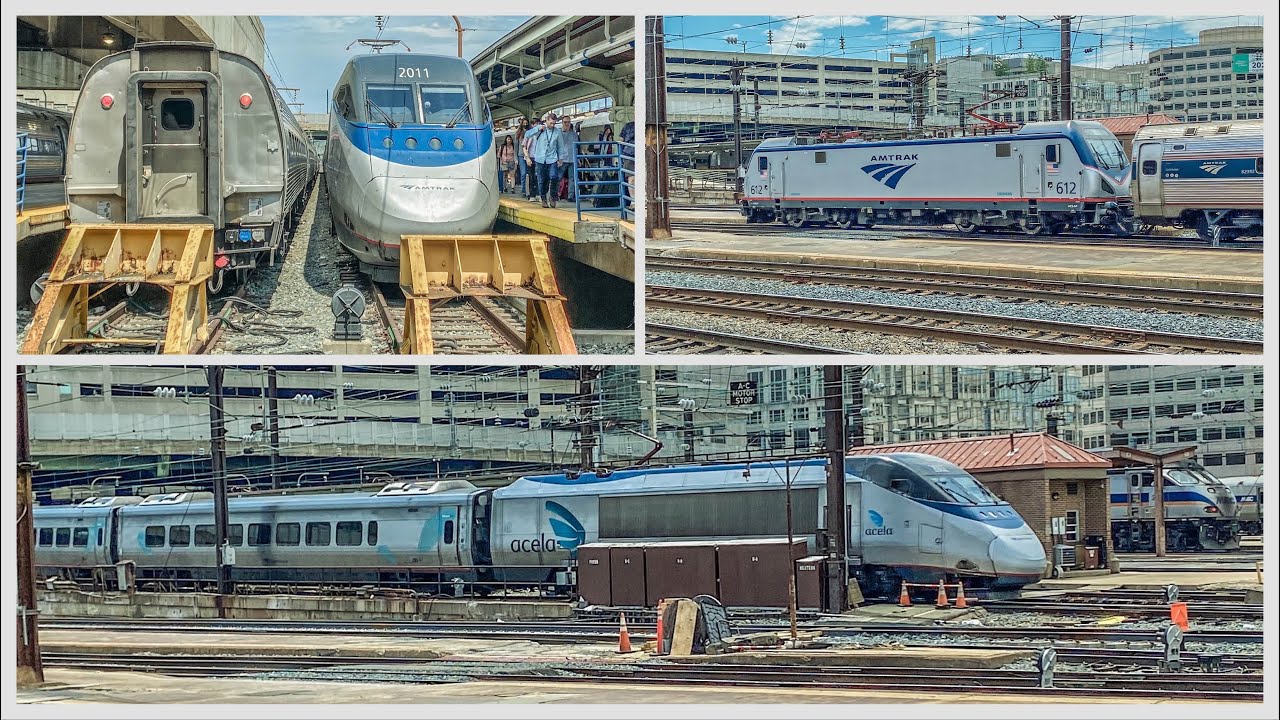 MARC/VRE/AMTK Trains at Washington Union station - YouTube