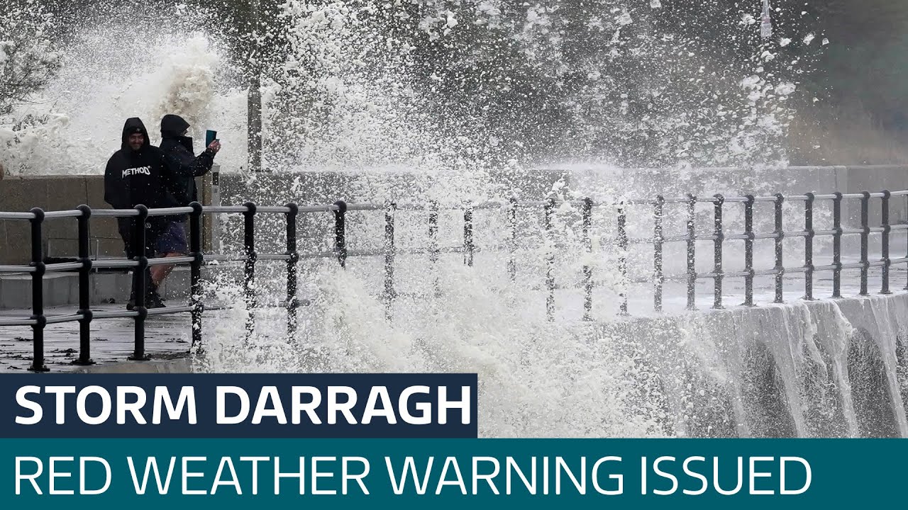 Storm Darragh: Rare red weather warning issued for Wales as 90mph winds ...