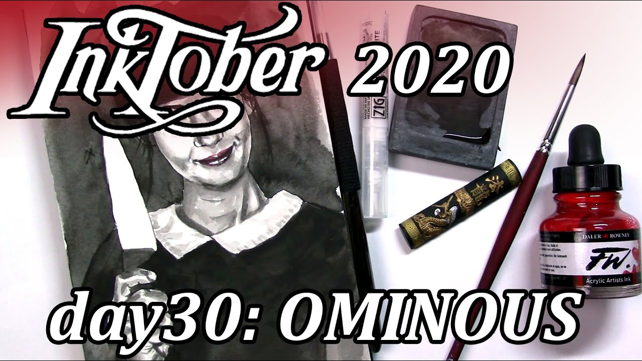 INKTOBER 2020 // day 30: OMINOUS // Ink drawing demo - YouTube