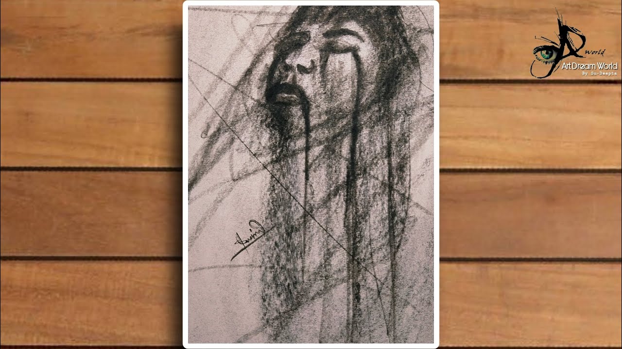 How to draw sad drawing || sad alone girl drawing || step by step draw ...