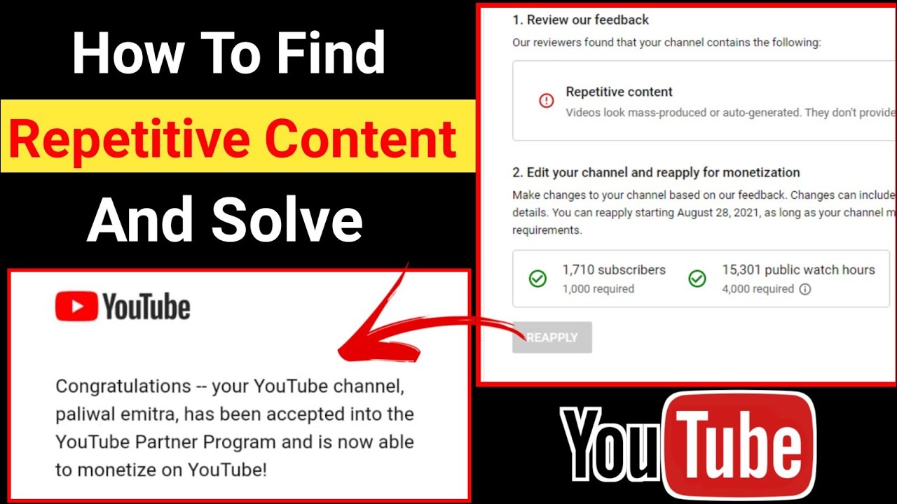 Monetization Rejected Due To Repetitive Content || Repetitive Content ...