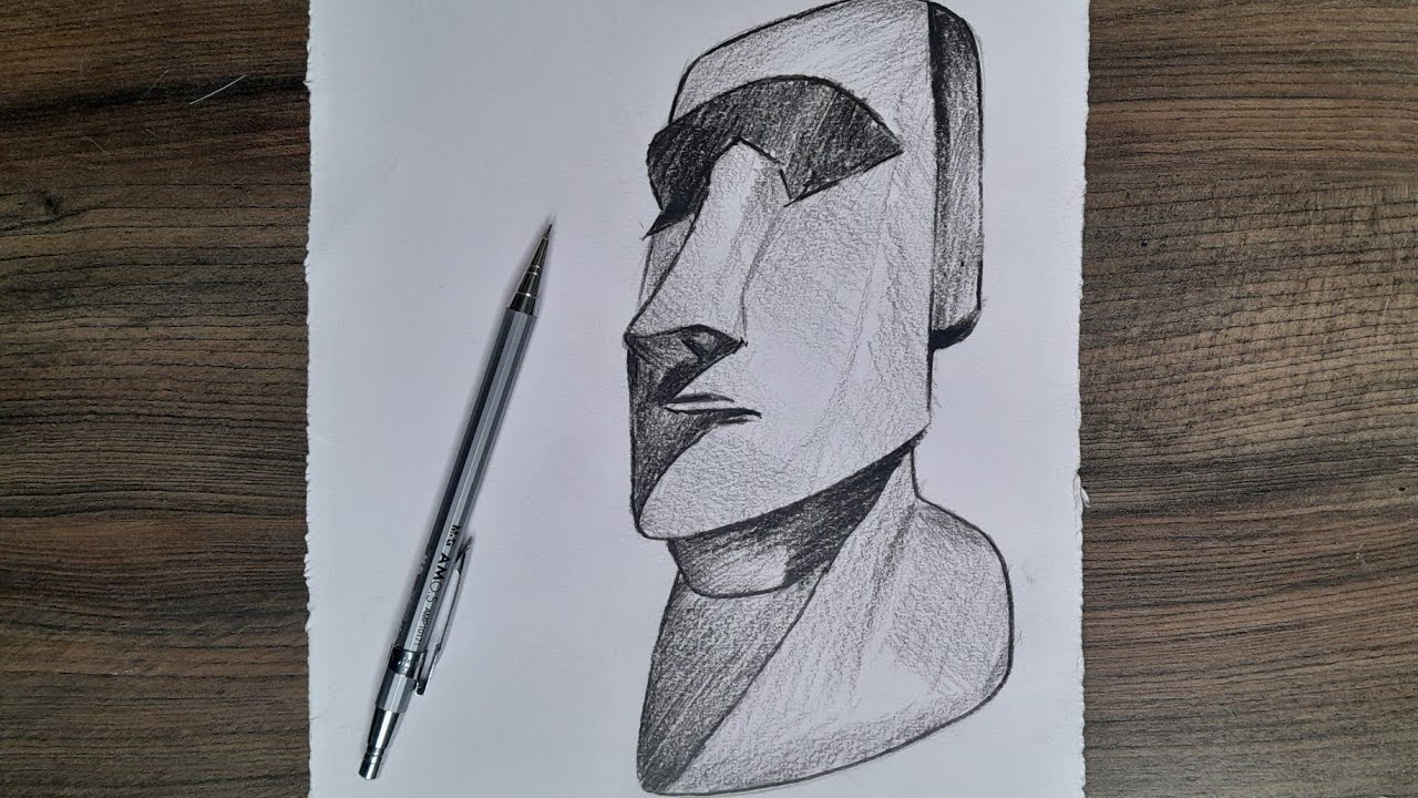 How to Draw a Moai Statue Easy Step-by-Step Tutorial for Beginners ...