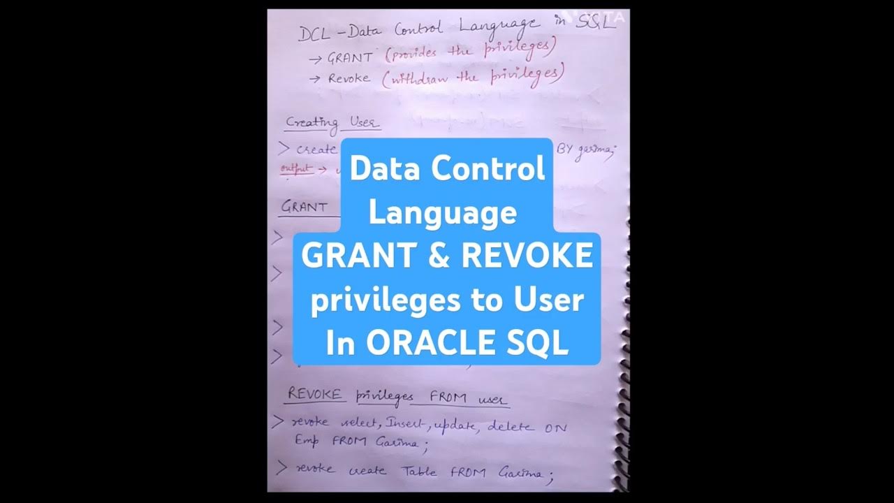 Data Control Language REVOKE & GRANT privileges to USERS #oraclesql # ...