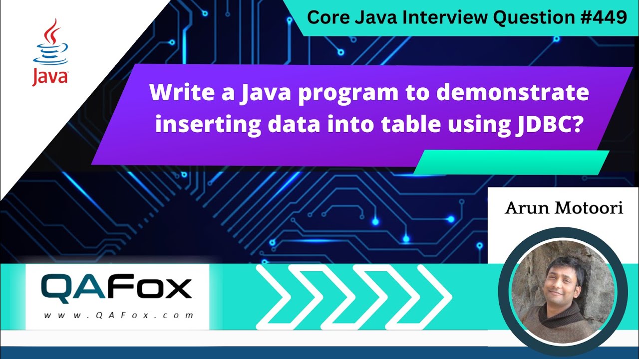 Java Program To Demonstrate Inserting Data Into Table Using Jdbc Core