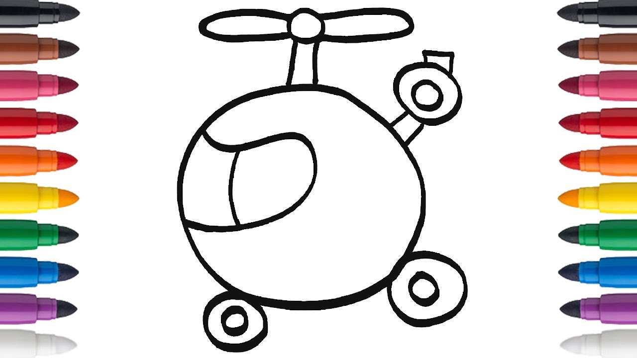 How to draw and color a helicopter toy - YouTube