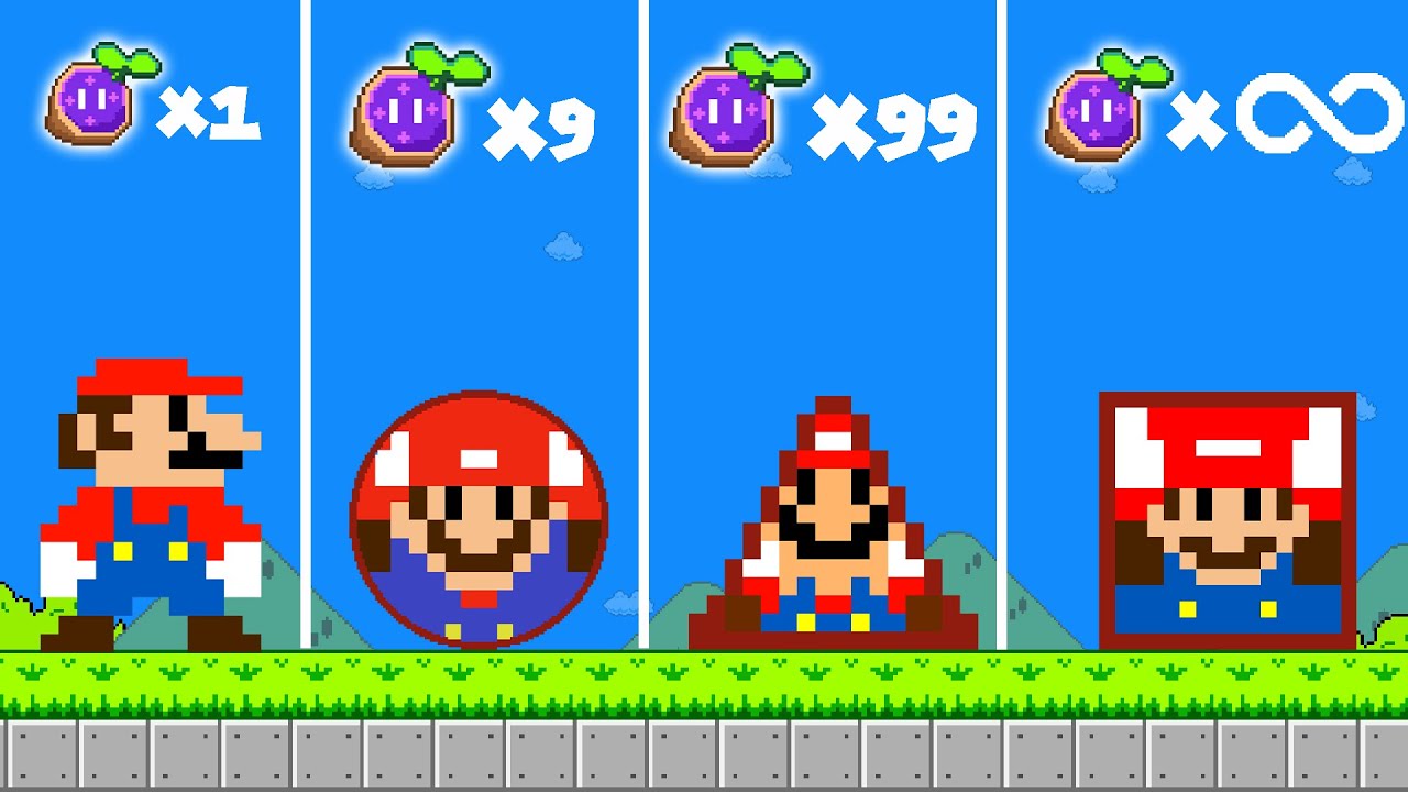 Super Mario Bros. but Every Seed Powerups Make Mario turn to Shapes ...