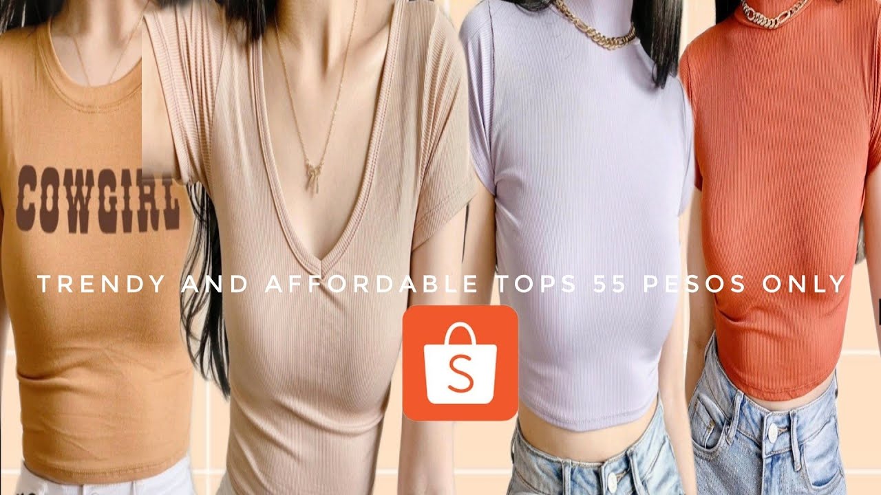 AFFORDABLE AND TRENDY CROP TOP from SHOPEE||all tops for only 55 pesos ...