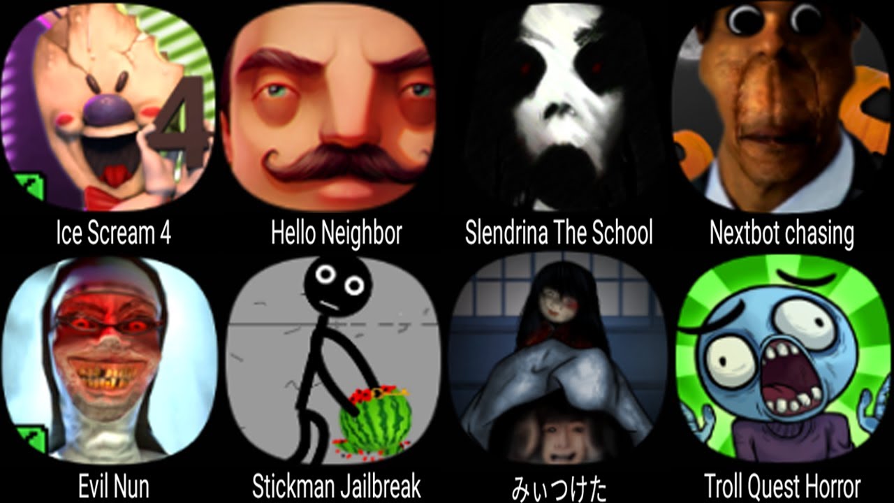 Ice Scream 4, Hello Neighbor, Slendrina The School Nextbot Chasing ...