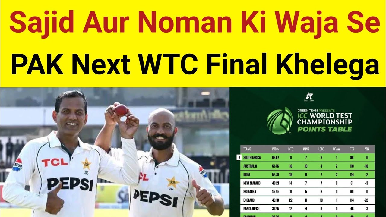 Sajid Khan Aur Noman Ali Ki Waja Se Pakistan Next WTC Final Khelega 👍💯 ...