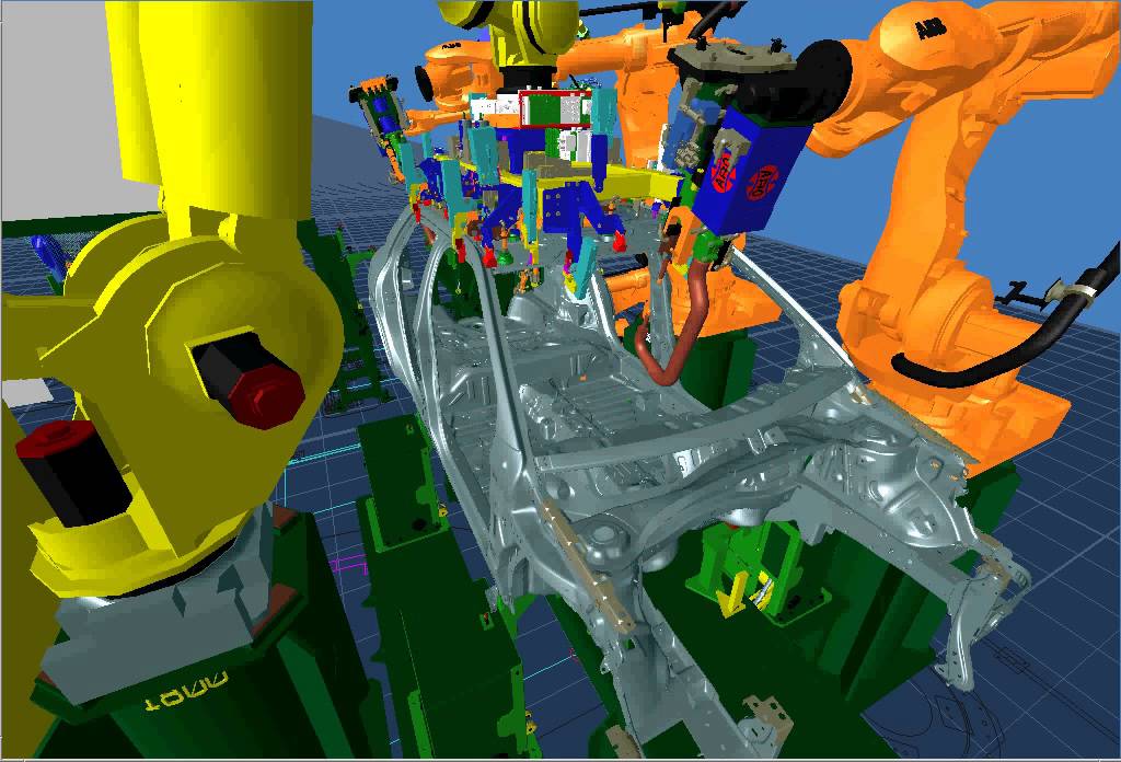 Simulation robcad soudure résistive robotisée - YouTube