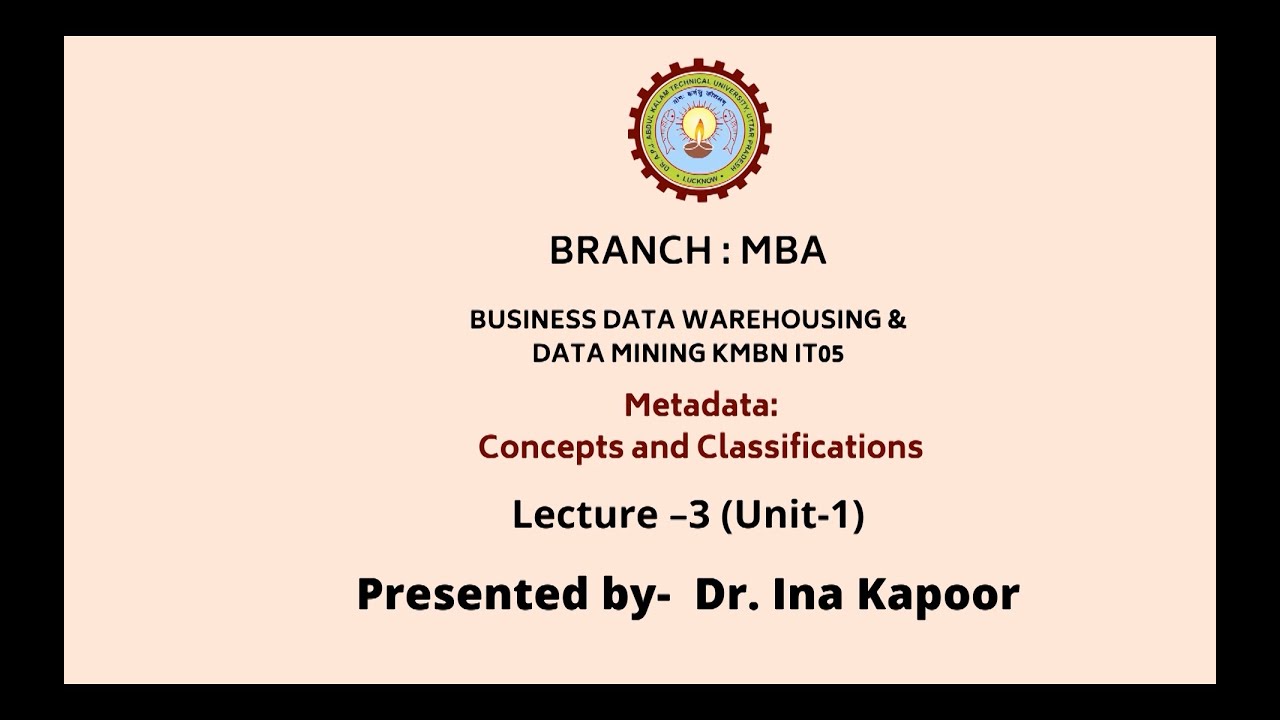 Business Data Warehousing & Data Mining | Metadata: Concepts and Classifications | - YouTube