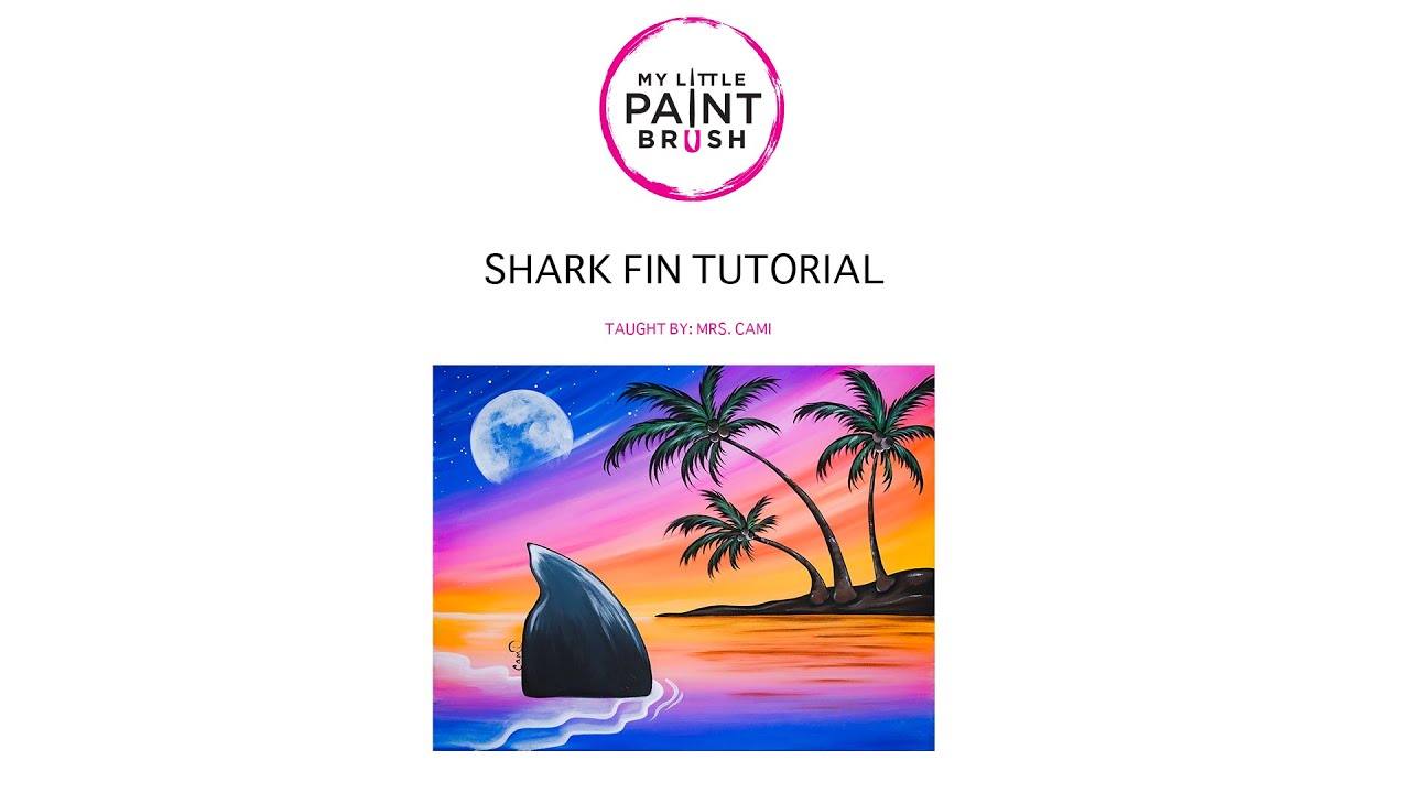 How to paint a beach shark fin scene on canvas | Beginner paint ...