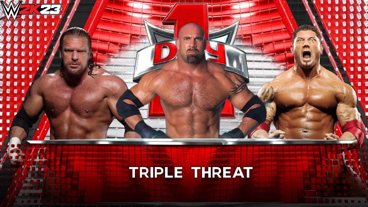 Full Match - Goldberg vs. Batista vs. Triple H: Day 1|WWE 2K23 - YouTube