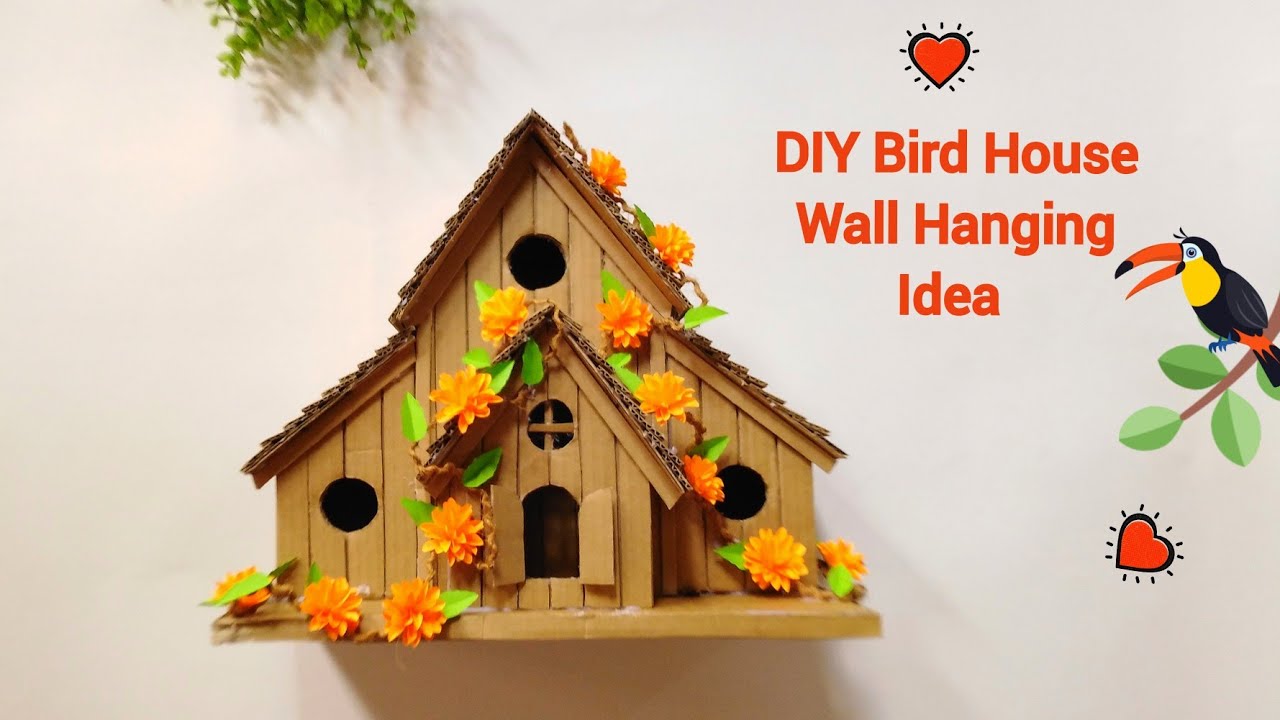 DIY Cardboard Bird House Wall Hanging/ Cardboard Craft For Home Decor ...