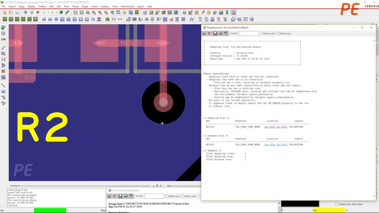 PCB Design Tutorial_54 Orcad Pcb Editor Dangling Cline, Vias Check ...