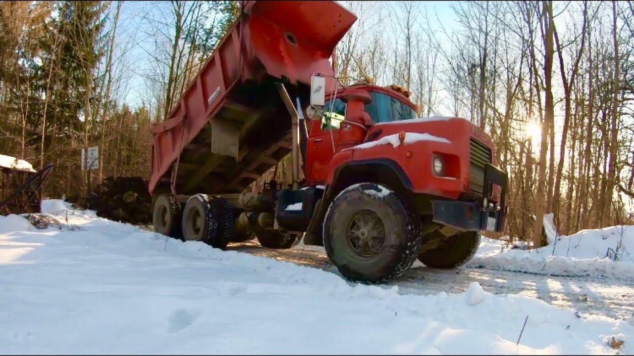 Hauling Boulders || Mack Tandem Dump Truck with Excavation Box - YouTube