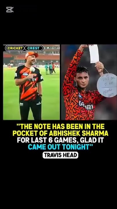 Travis head on Abhishek note celebration #abhisheksharma #travishead #srh #srhvspbks # ...