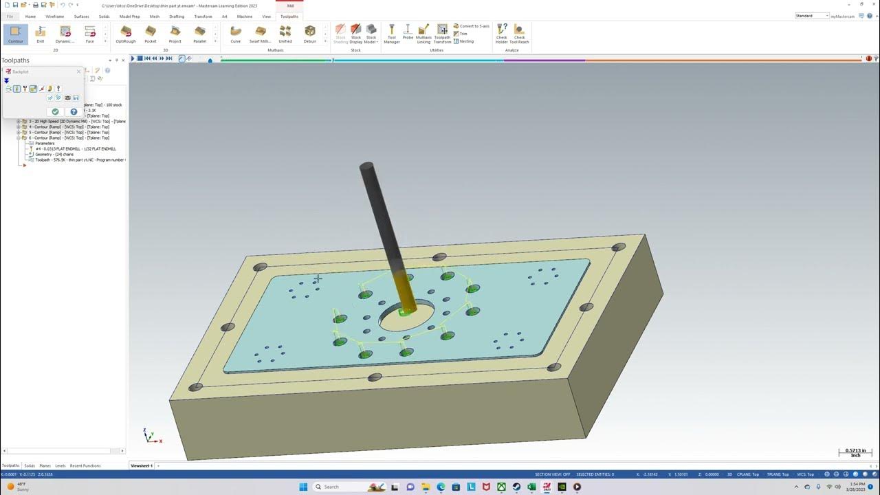 Stock model & Toolpaths in Mastercam 2023 - YouTube