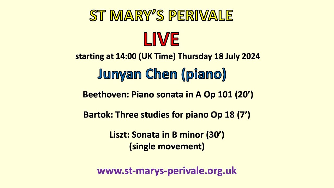 St Mary's Perivale LIVE : Junyan Chen (piano) - YouTube