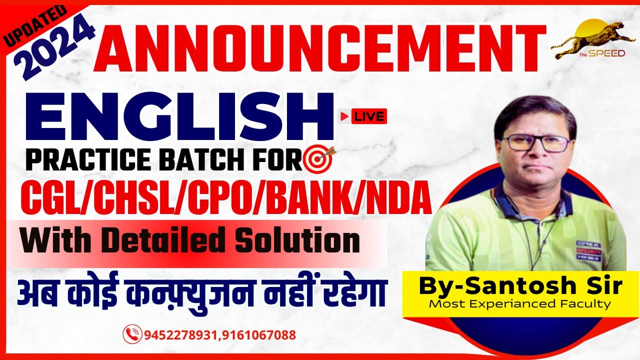 Basic to Advanced English Practice Batch For All Exams By Santosh Sir ...