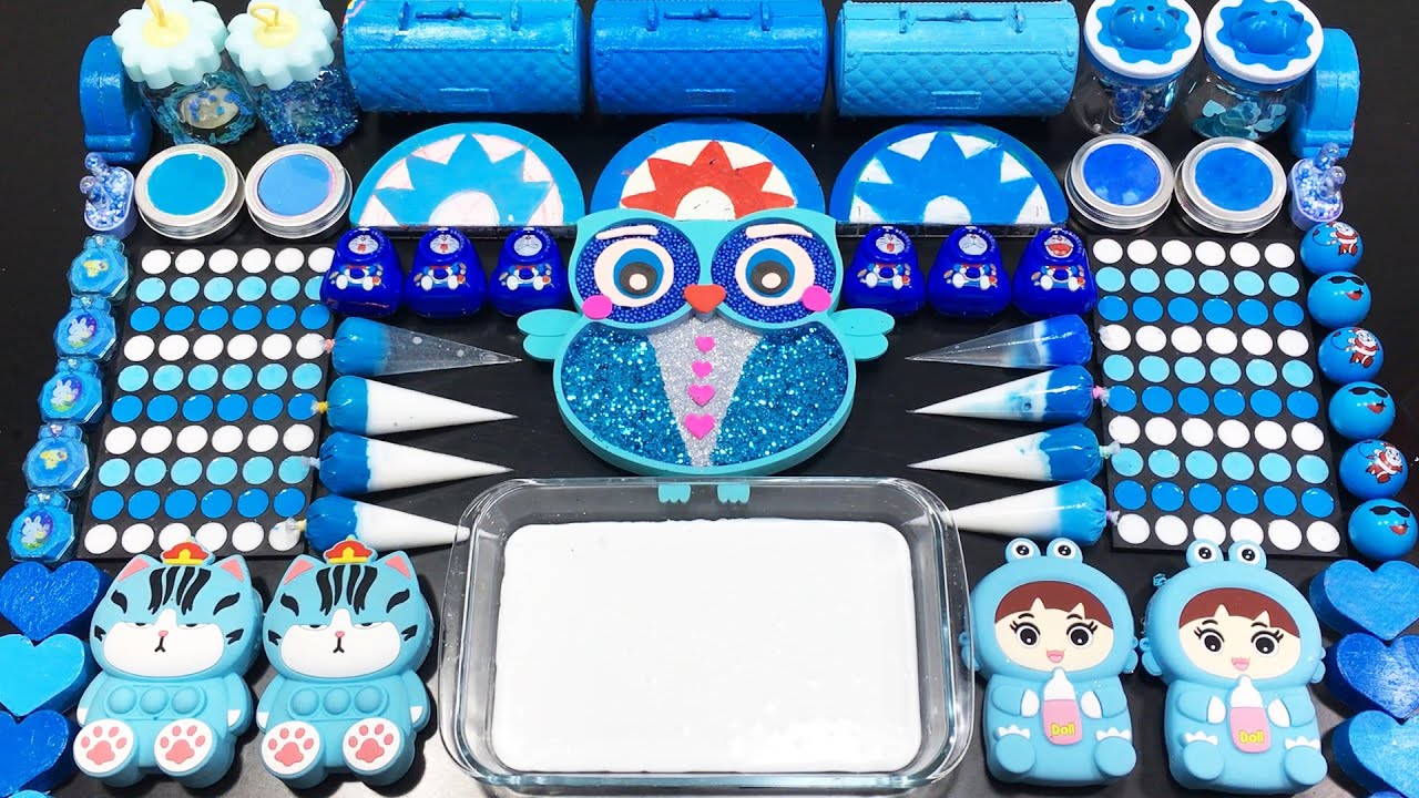 BLUE Slime🌻🌻🌻 Mixing random into GLOSSY slime🌻🌻🌻Satisfying LaLa Slime ...