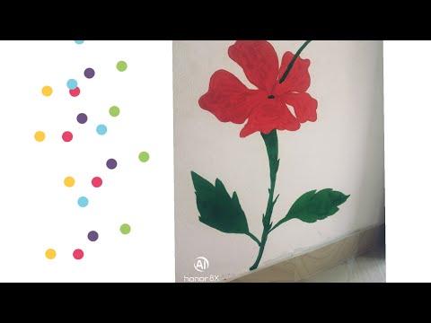 Wall painting #6 /wall decor /#shorts /room decor/hibiscus /pinkys work/simple painting /