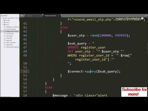 Adding forgot password feature to PHP Registration With Email Verification Using OTP Method ...