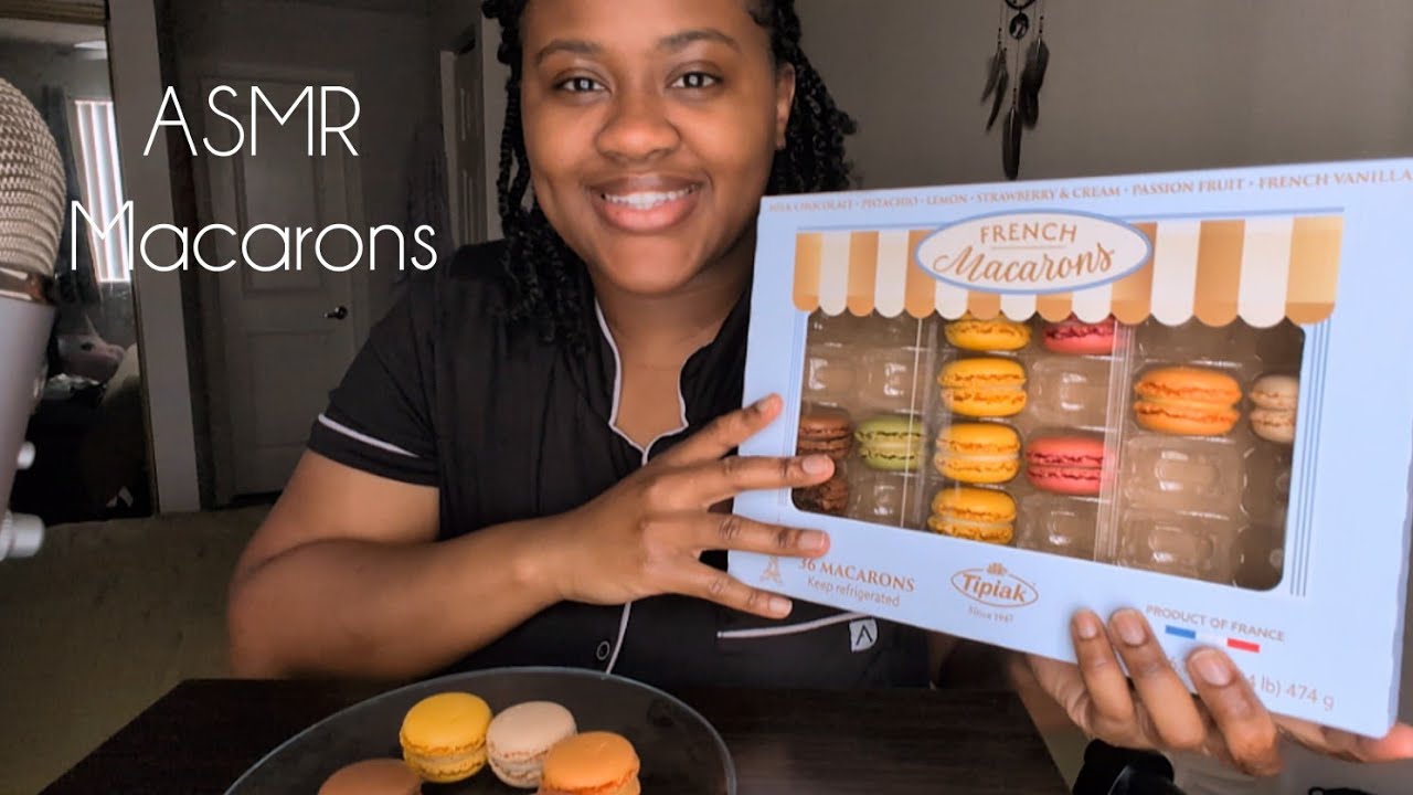 ASMR Eating Macarons (Pistachio + Passion Fruit + French Vanilla ...