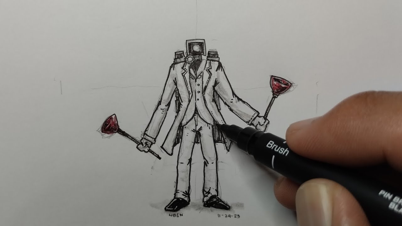 How to draw Skibidi | Double Plunger CameraMan - YouTube