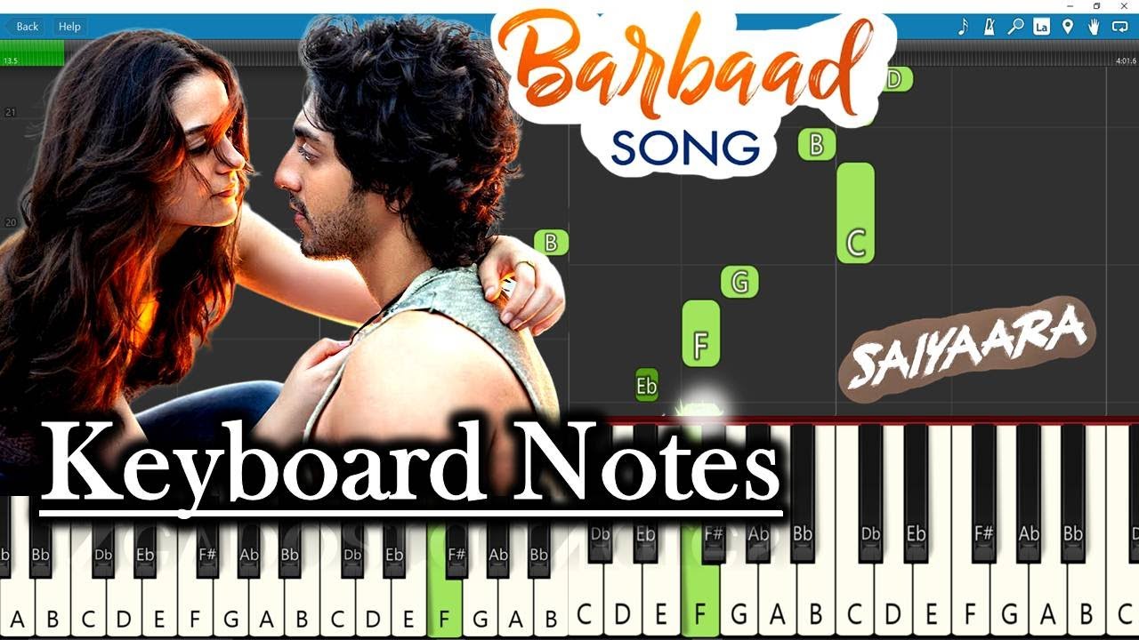 Barbaad Song Keyboard Notes 🎹 | The Rish | Saiyaara Piano Tutorial ...