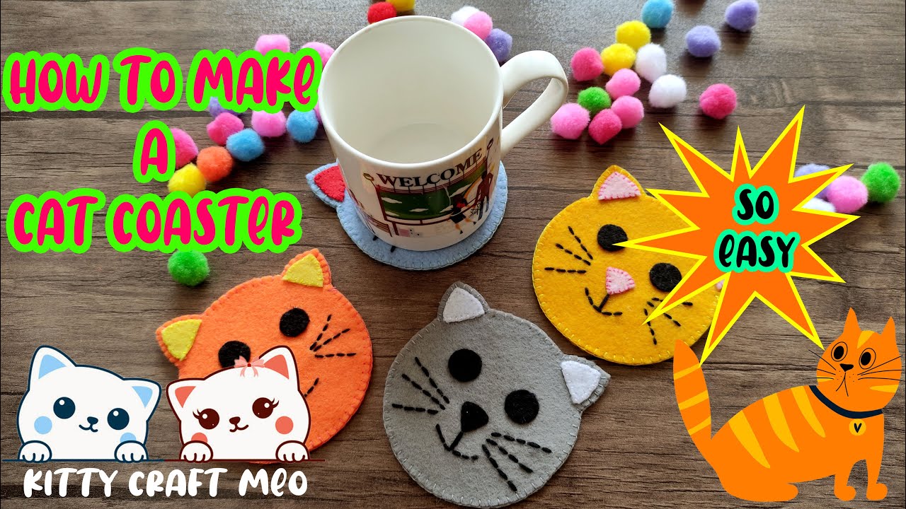 How to making a cat coaster with felt fabric #diy #doityourself # ...