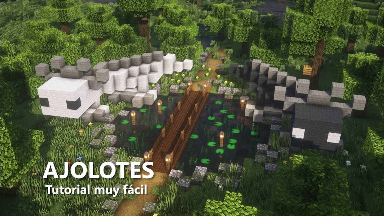 Cómo hacer un estanque para ajolotes en minecraft - YouTube
