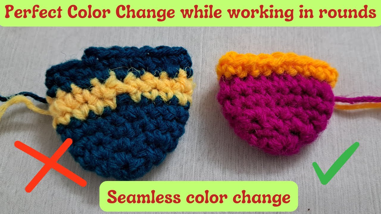 How to change color without seam and perfect | Crochet Color Change in ...