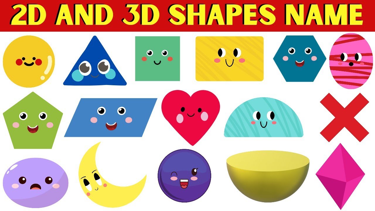Shapes Name | Learn 2d And 3d Shapes Name For kids | Shapes Name with ...