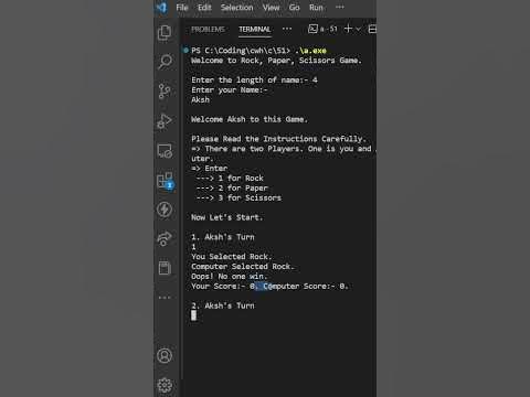 🔥 Rock Paper Scissor Game | C Language #akshdesai #coding #clanguage - YouTube