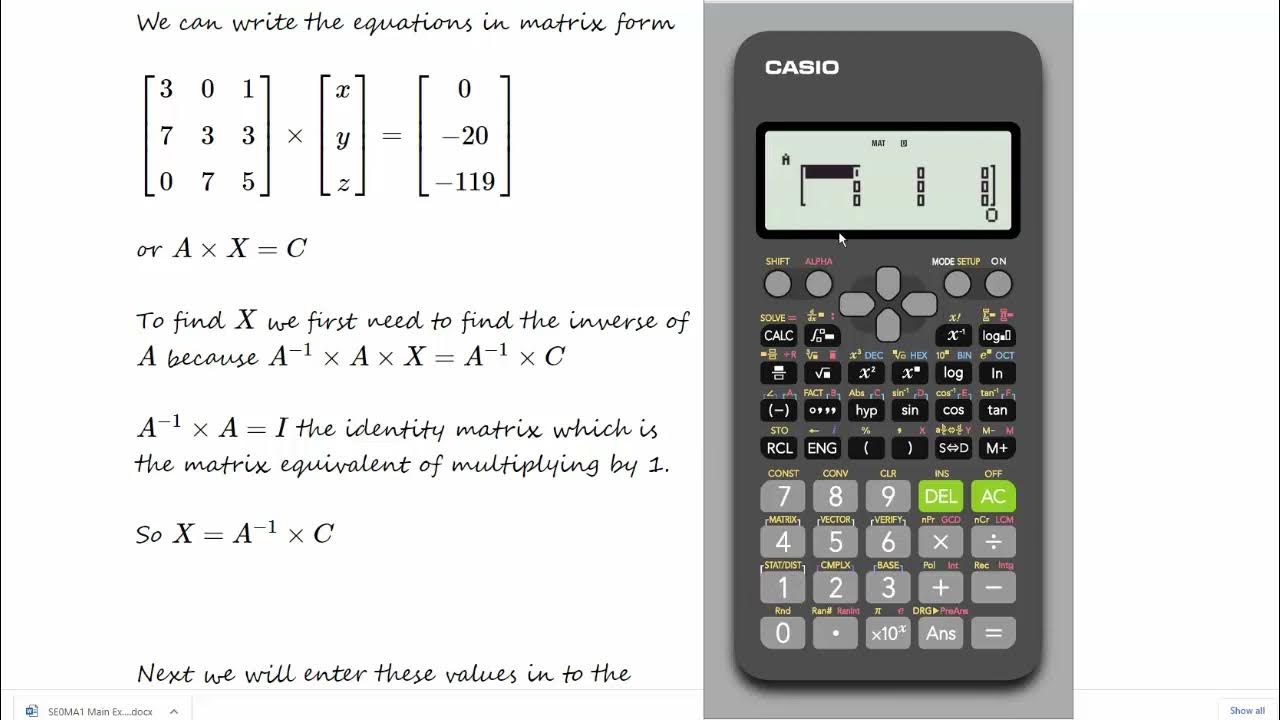 Solving 3 simultaneous, linear equations on a Casio 991 calculator ...