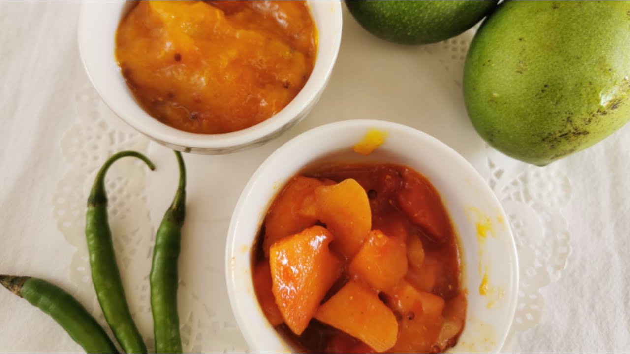 How to make mango pickles / Mango achar / Mango pickles in two ...