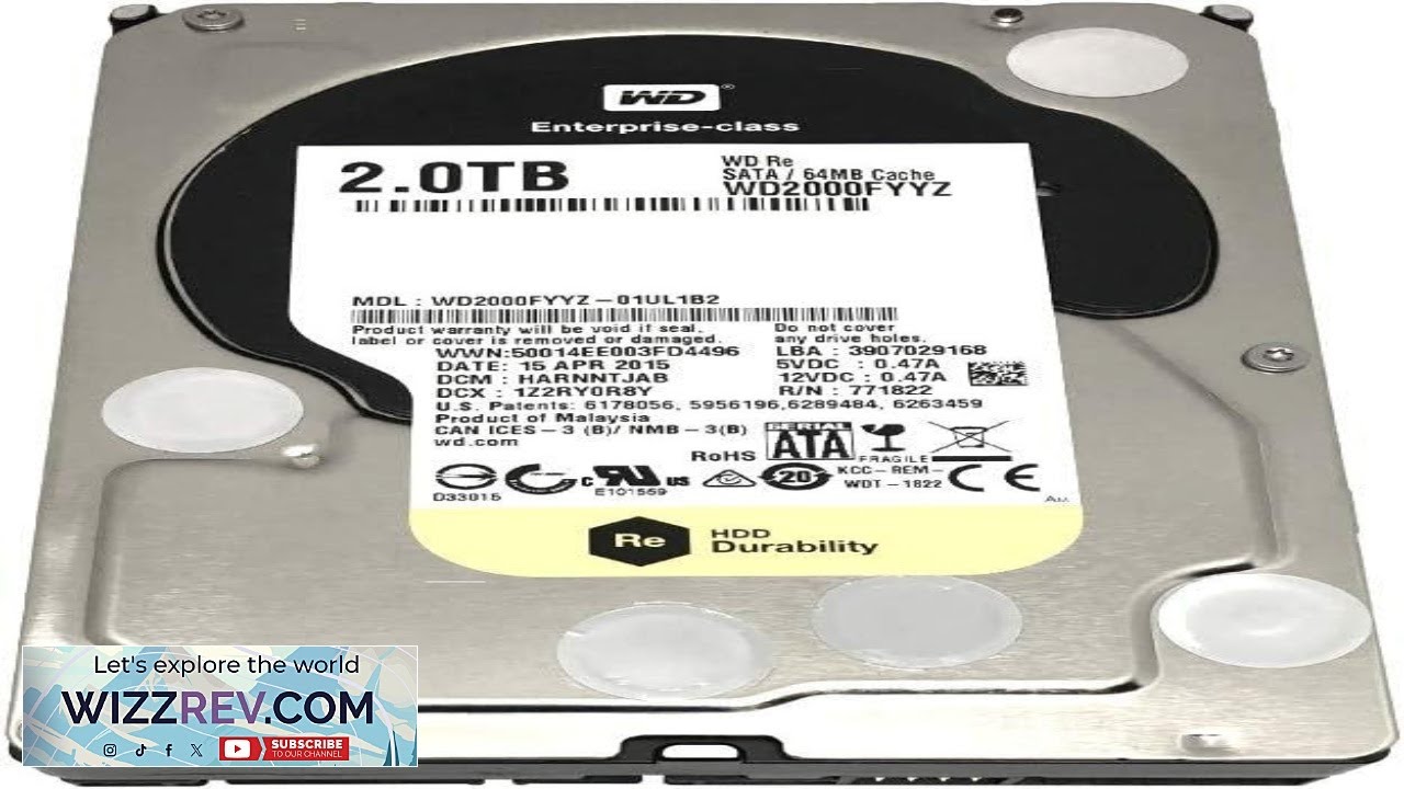 Western Digital RE WD2000FYYZ 2TB 7200RPM 64MB Cache SATA 6.0Gb/s 3.5in ...