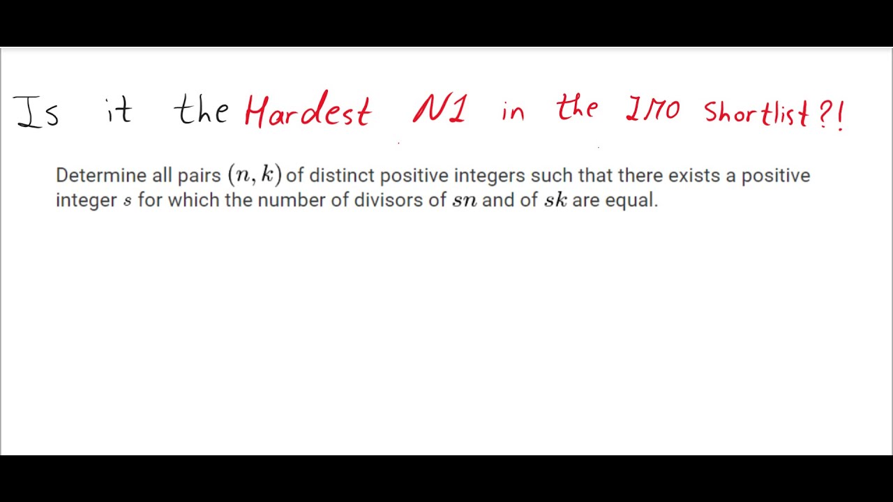 Problem of The Day: IMO Shortlist 2018 N1 - YouTube