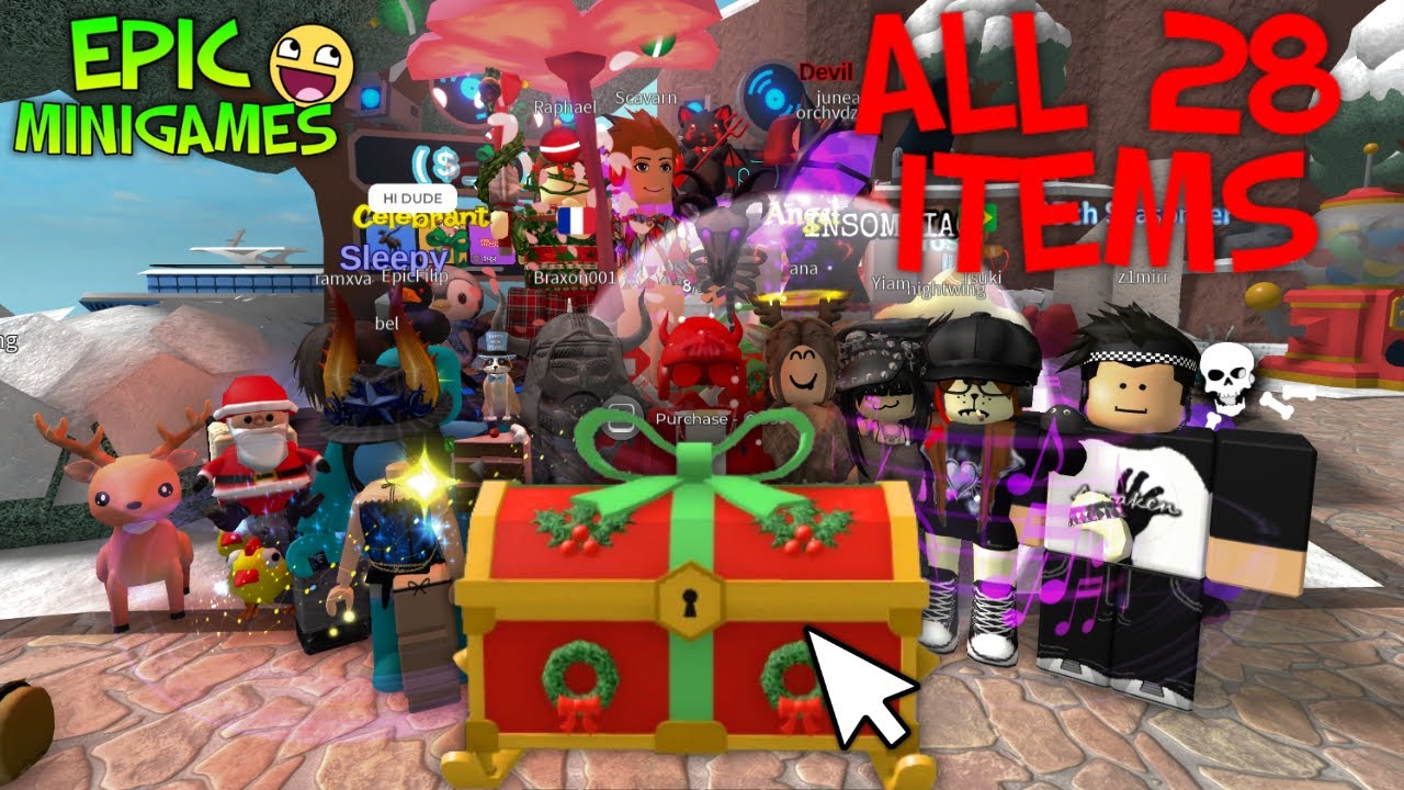 Showcasing ALL 28 ITEMS From Xmas Crate in Roblox: Epic Minigames! - YouTube